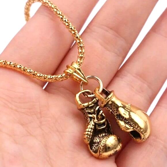 Handmade | Jewelry | Boxing Gloves Necklace Golden Gloves Boxer Ufc ...